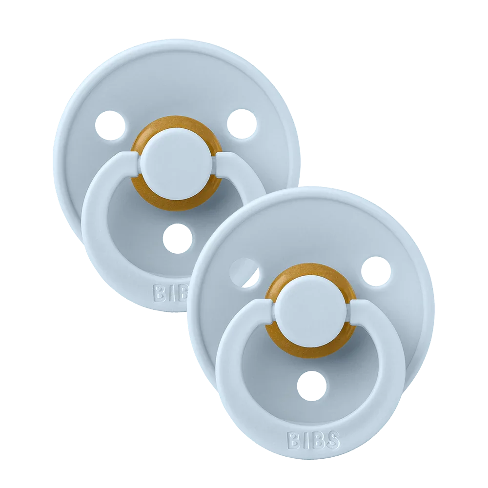 BIBS Pacifier Colour 2 PACK Latex Size 1 | Iron/Baby Blue