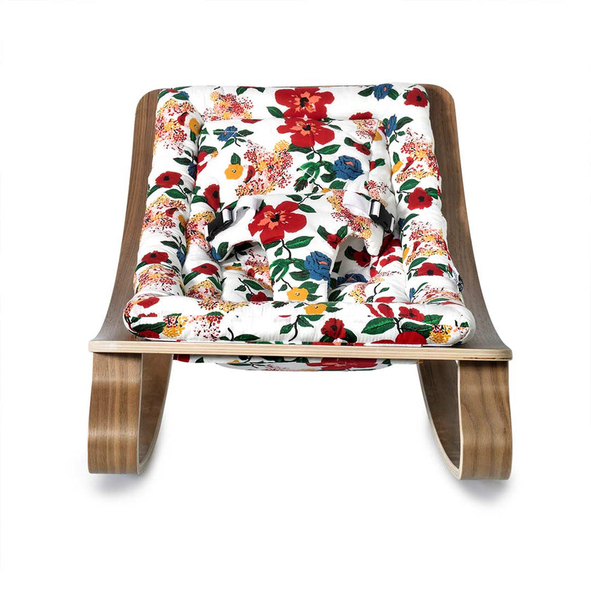 Charlie Crane Levo Baby Rocker - Walnut + Lucas du Tertre Hibiscus